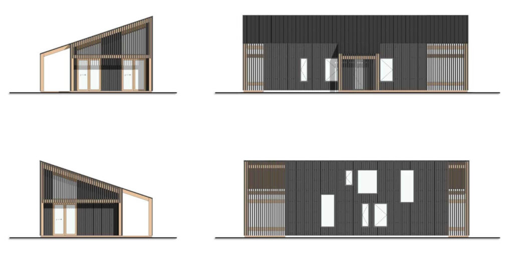 Cabin House With 2 Bedrooms, 1 Bathroom & Outdoor Porches (Floor Plans)