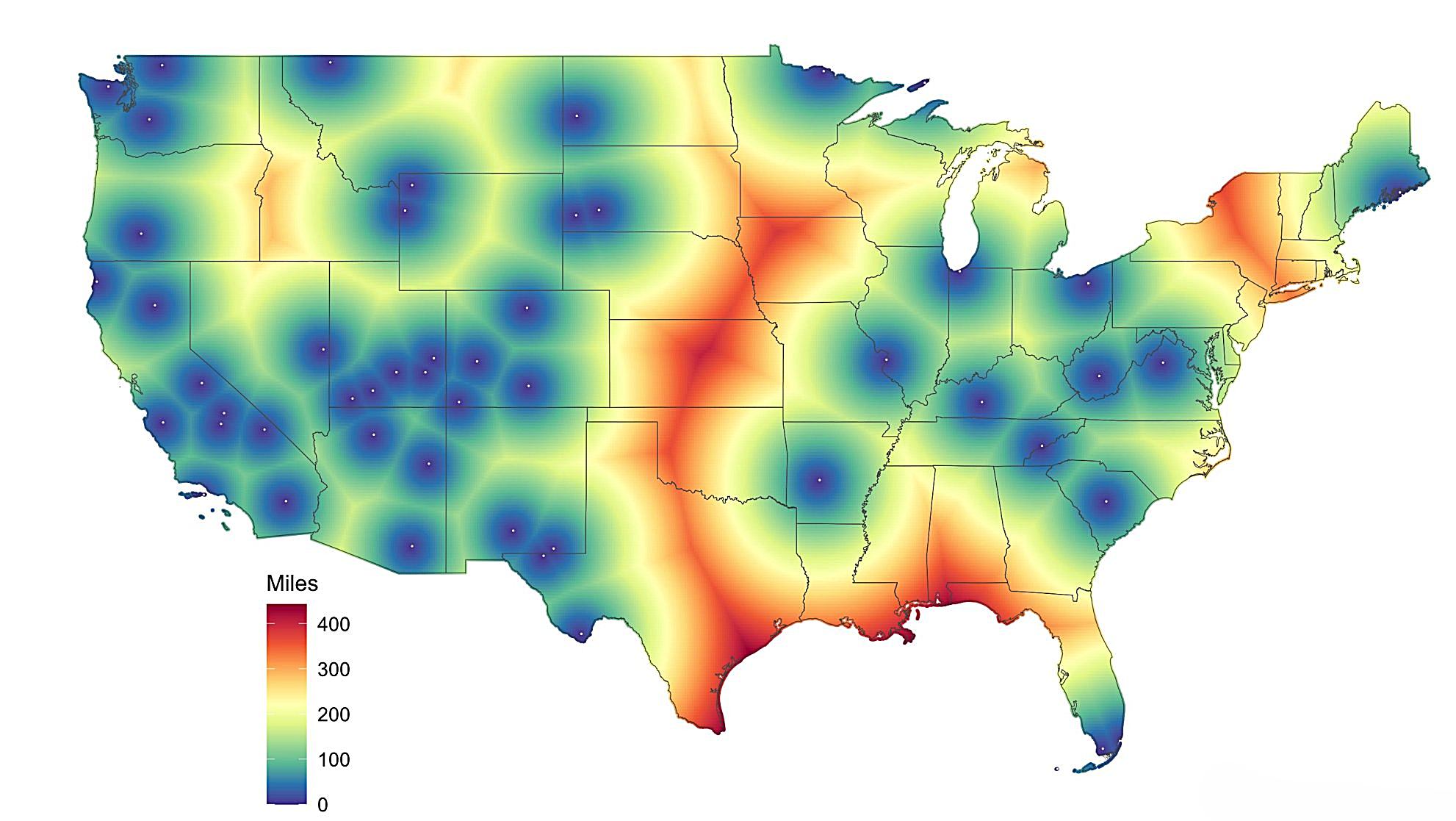 America's National Park Distance Map: Revealing The Great Divide ...