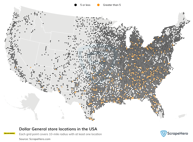 U.S. Dollar General Stores Map