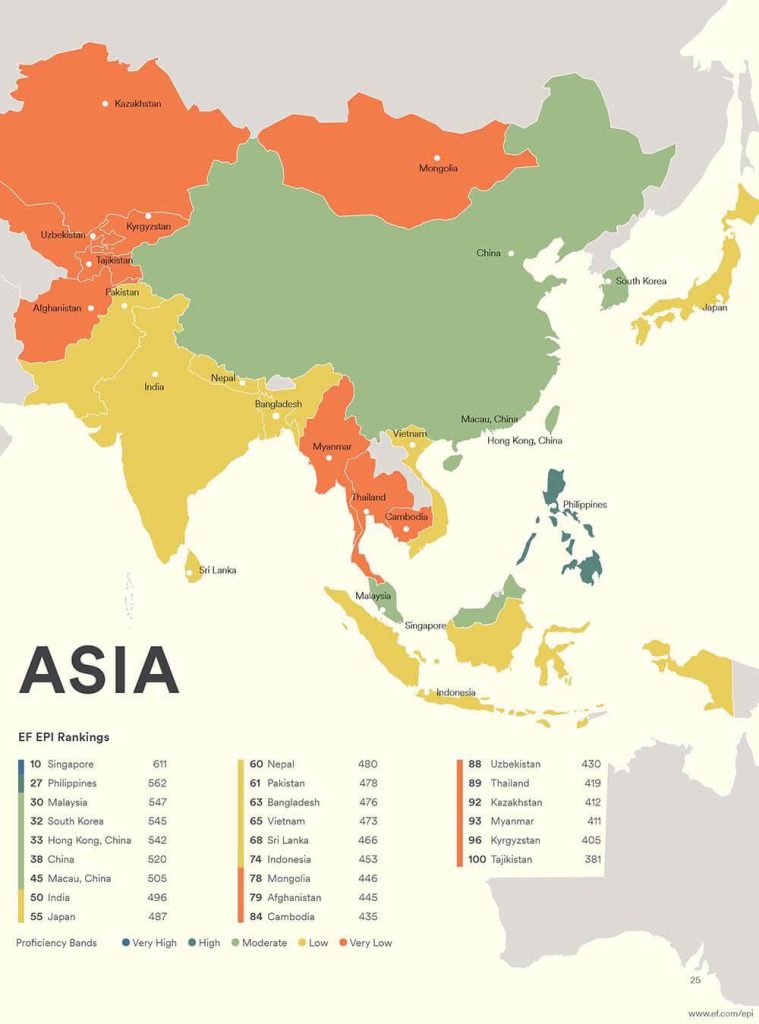 English Proficiency In Asia Map