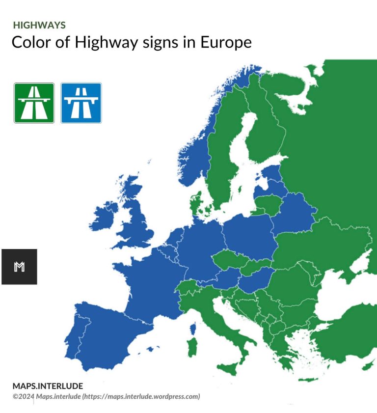 Europe's Motorway Sign Colors Map