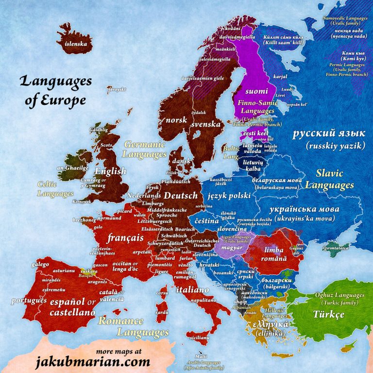 Europe Map: European Country Names In Their Own Language