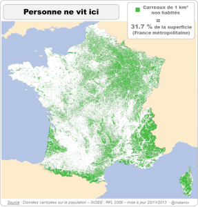 France's Uninhabited Areas Map
