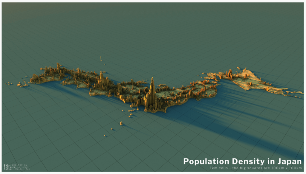 Japan Population Density Map