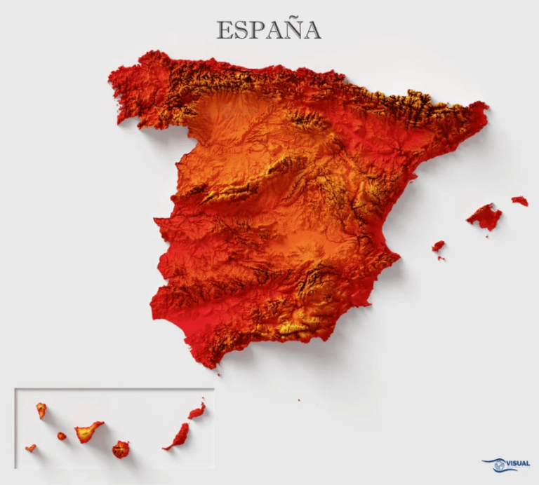 Spain Shaded Relief Map